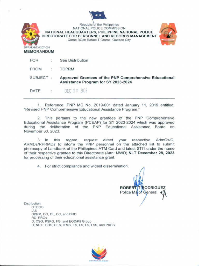 Approved Grantees of The PNP Comprehensive Educational Assistance ...