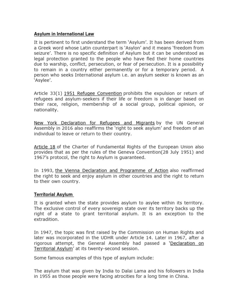Asylum in International Law | PDF | Asylum Seeker | Refugee