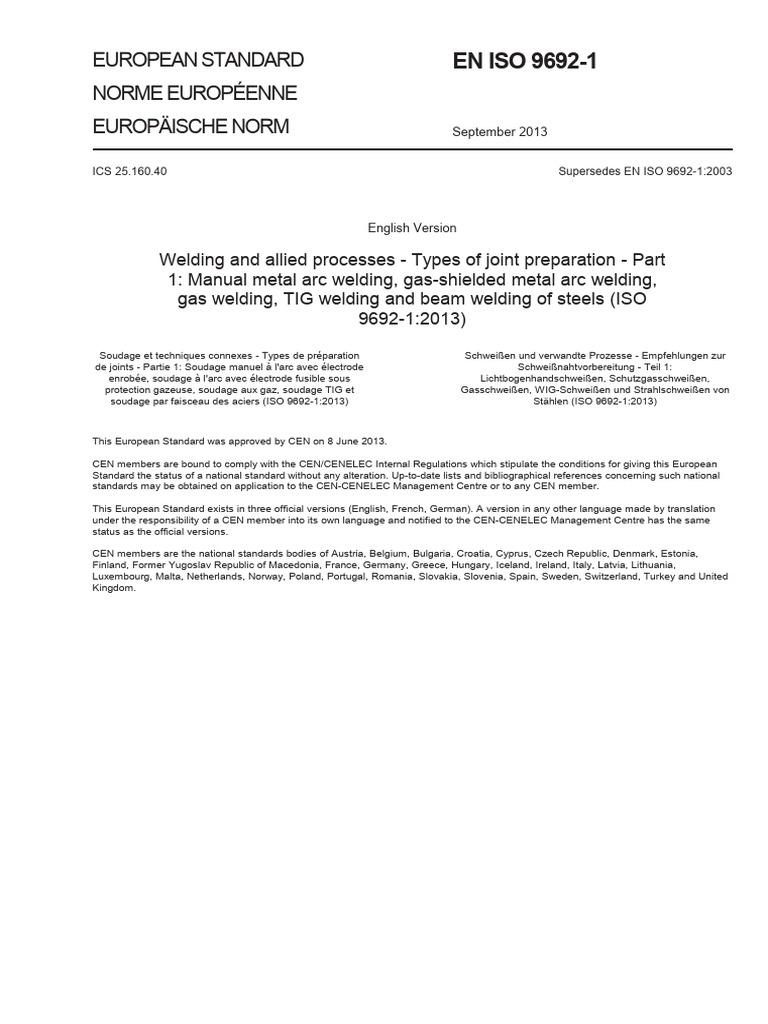 Iso 9692-1-2014 | PDF | Welding | Construction