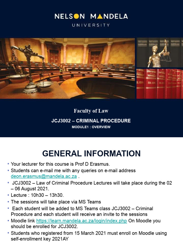 JCJ3002 - Criminal Procedure - Module 1 - A basic Introduction to ... JCJ3002 - Criminal Procedure - Module 1 - A basic Introduction to ...