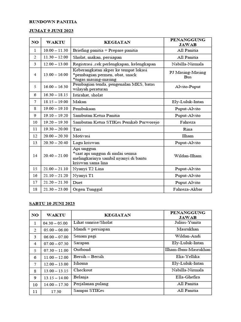 S - Rundown Makrab Panitia 2023 | PDF