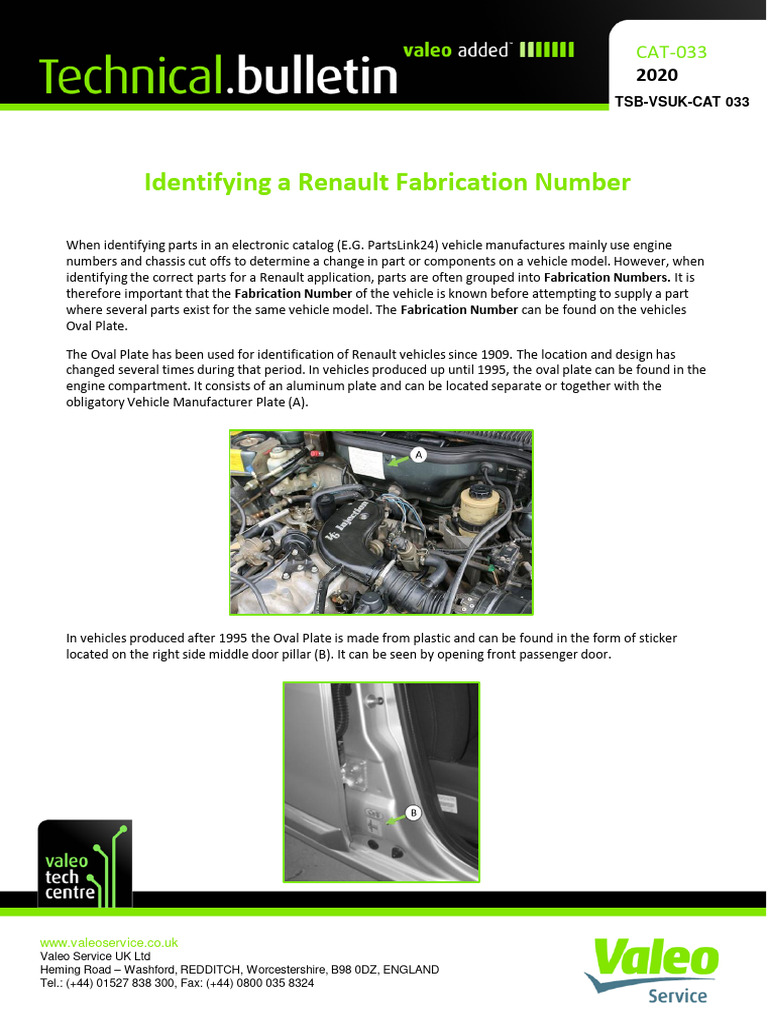 Identfying a Renault Fabrication Number | PDF