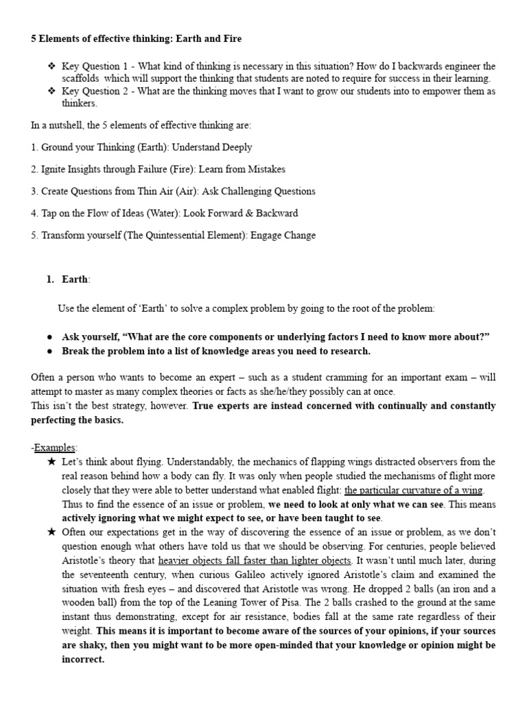 5 Elements of Effective Thinking | PDF