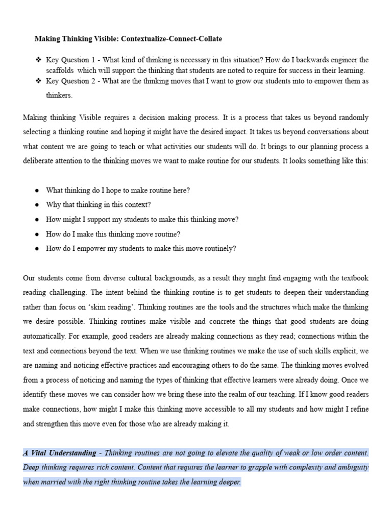 Making Thinking Visible | PDF | Thought | Learning