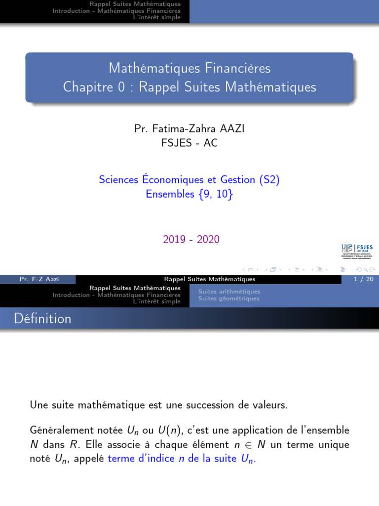Math Fin - Chapitre 0 (E9 - E10) | PDF | Prêts | Mathématiques