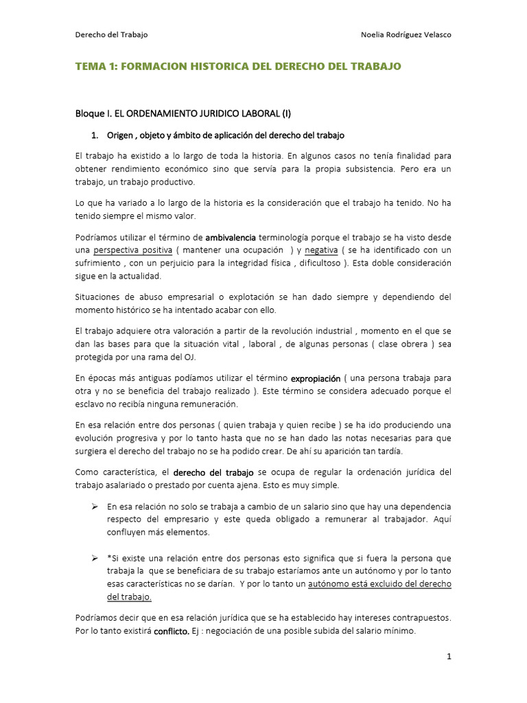 Tema 1. Formacion Historica Del Derecho Del Trabajo | PDF | Derecho laboral | Feudalismo