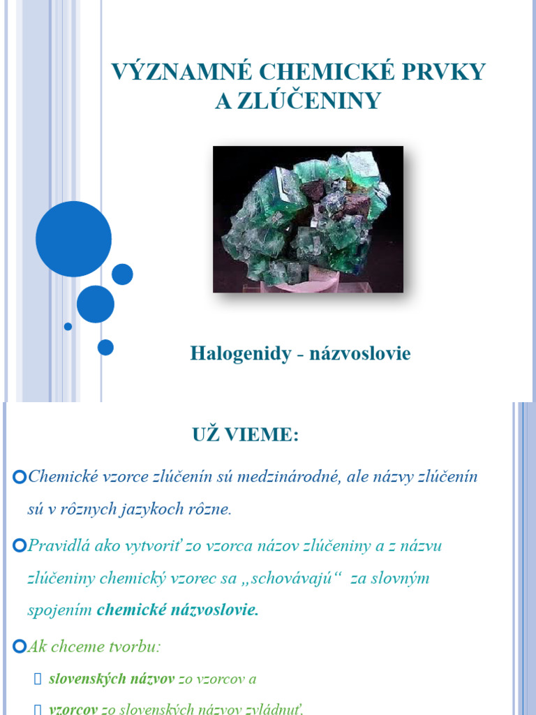 NÃ¡zvoslovie Halogenidov | PDF