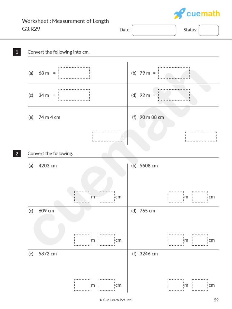 Class 3 Length Measurement Worksheet | PDF
