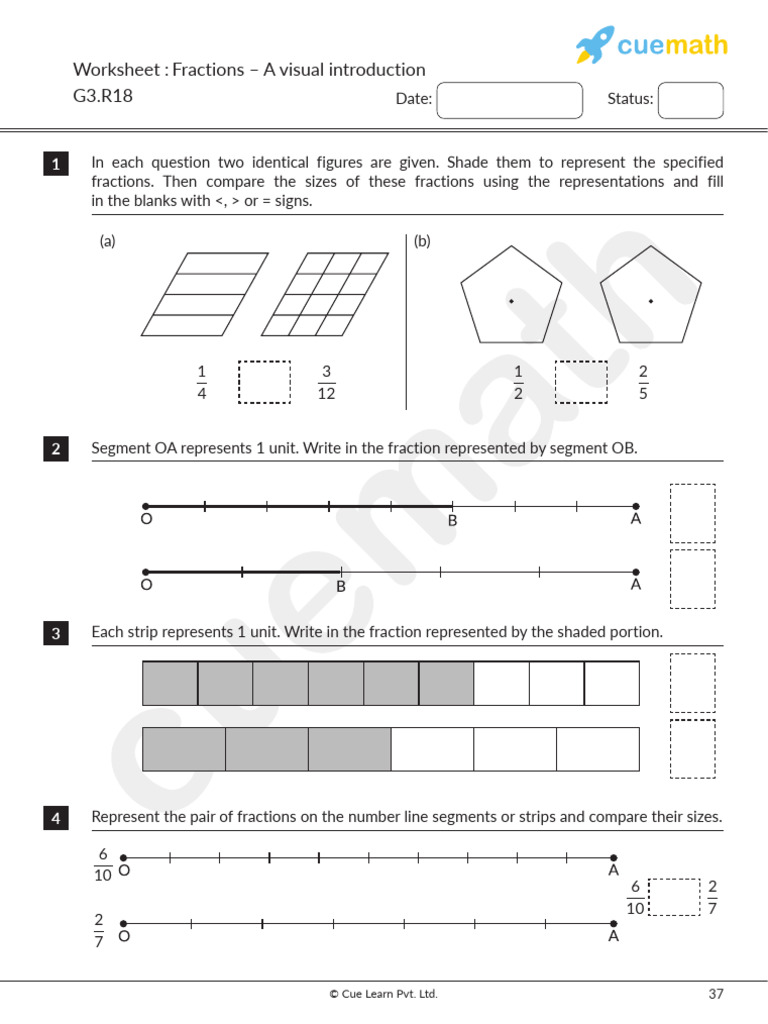 Class 3 Fraction Worksheet | PDF