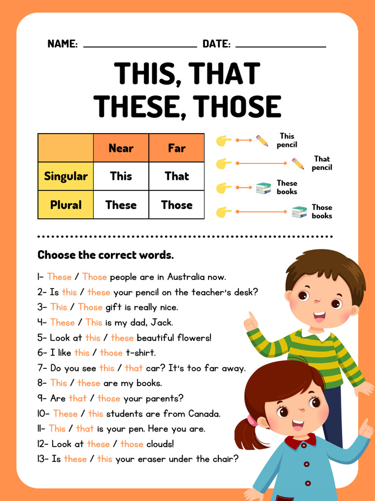 This, That, These, Those Exercises | PDF