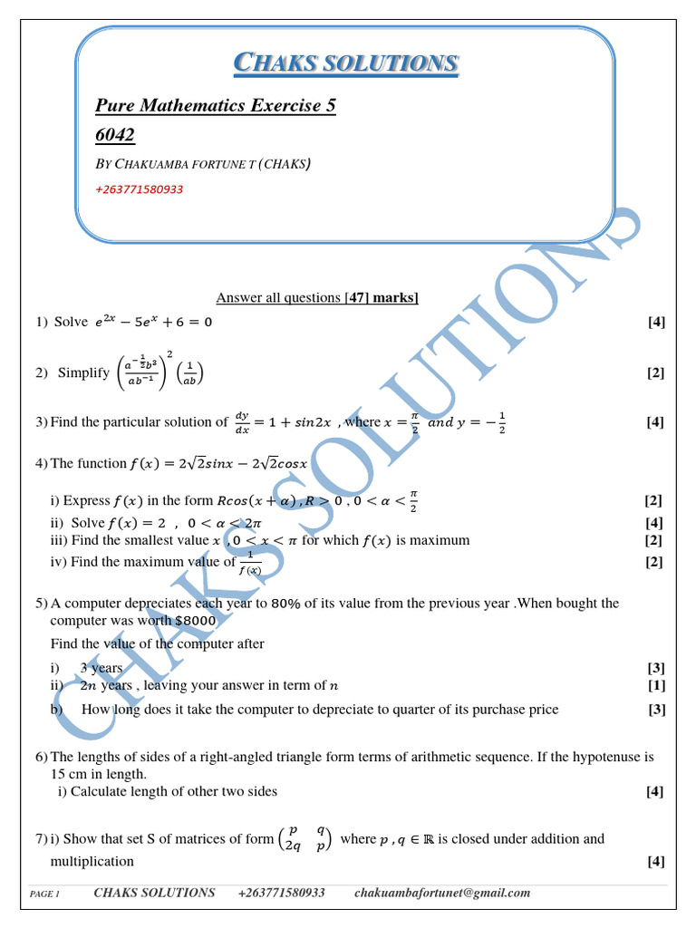 Pure Mathematics Solutions Overview | PDF | Teaching Methods & Materials