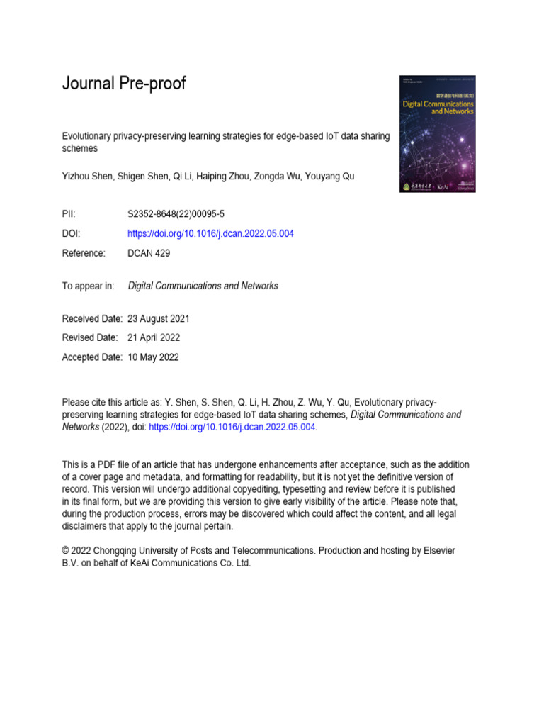 Evolutionary Privacy Preserving Learning Strategies 2022 Digital 0885