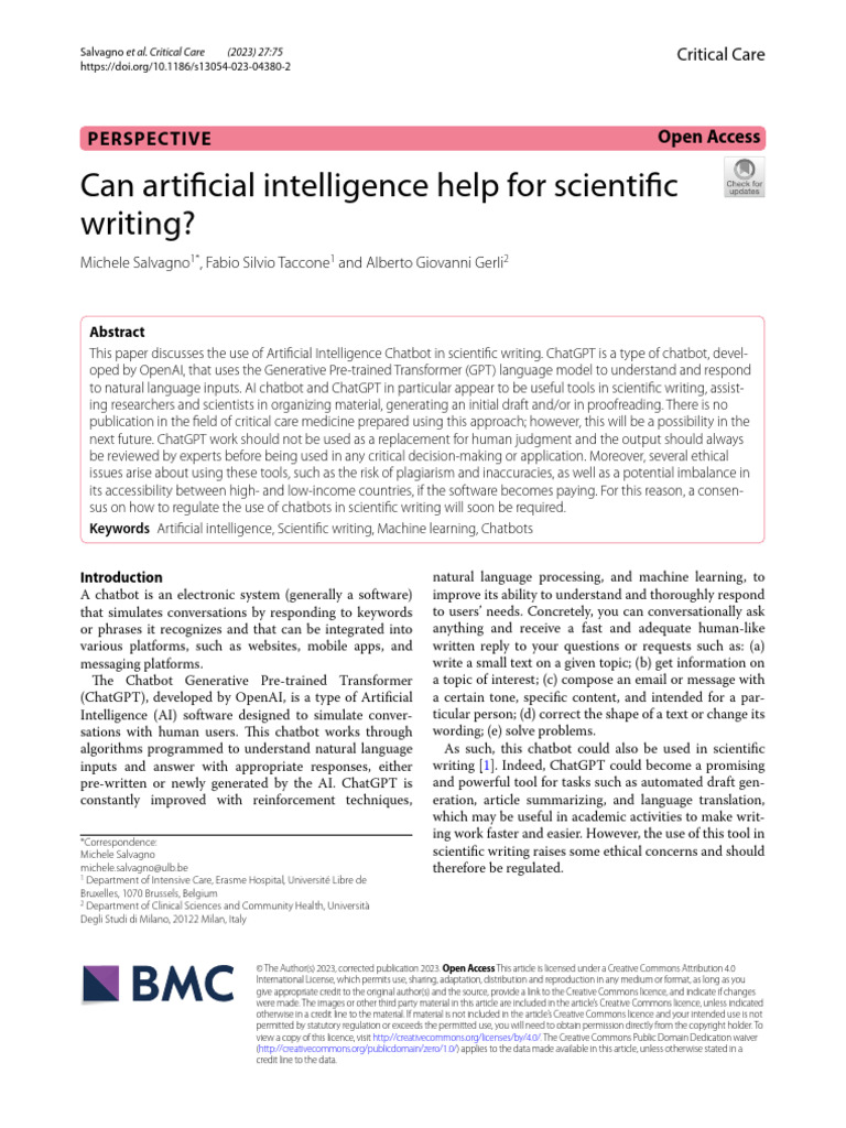 Artificial Intelligence For Scientific Writing | PDF | Artificial ...