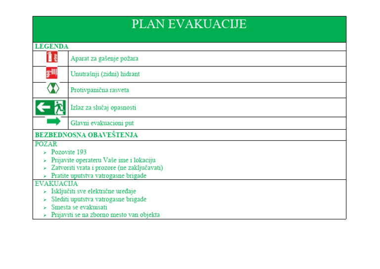 Legenda Plan Evakuacije | PDF