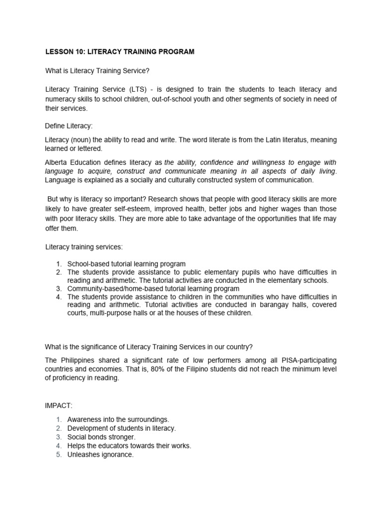 Literacy Training Service | PDF | Behaviorism | Learning