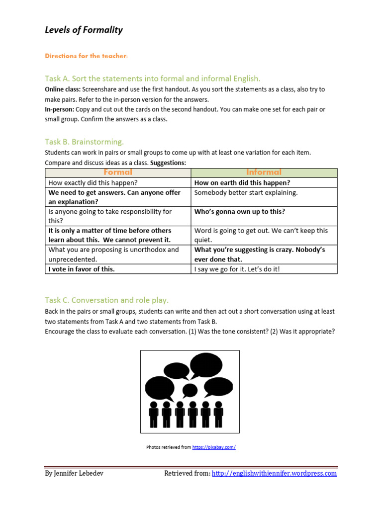 Understanding Formal and Informal English | PDF | Cognition | Cognitive ...
