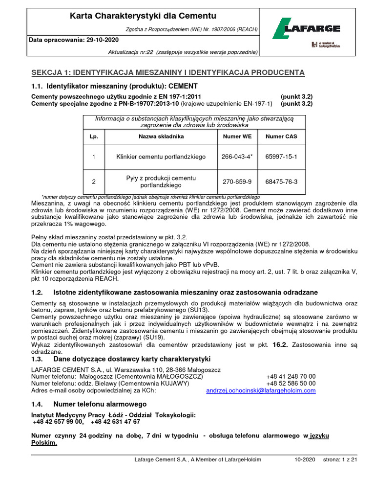 Karta Cement Lafarge | PDF