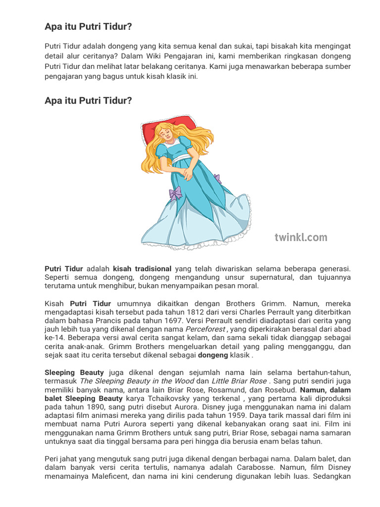 Ringkasan Dongeng Putri Tidur | PDF | Fiksi Umum