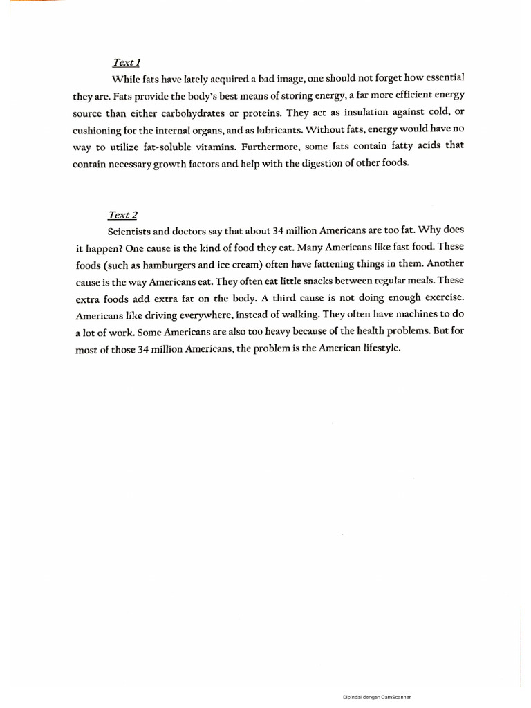 Text 1. Fat Text 2. Scientist | PDF