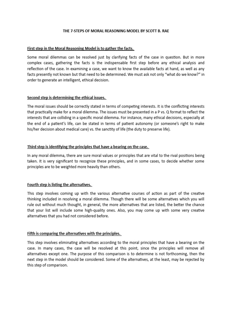 The Seven Steps of Moral Rreasoning | PDF | Morality | Reason