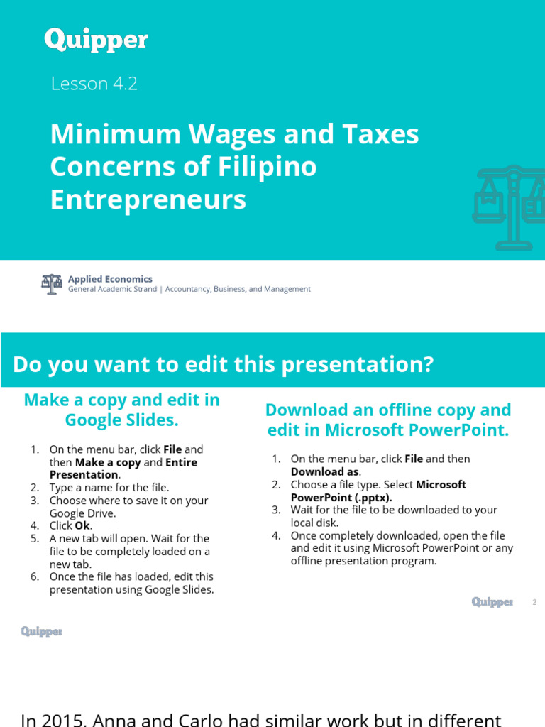 Minimum Wages and Taxes Concerns of Filipino Entrepreneurs | PDF | Cost ...