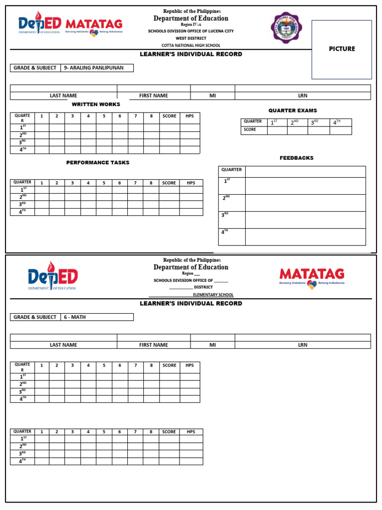 FRONT-INDEX - Docx Learners Individual Record | PDF FRONT-INDEX - Docx Learners Individual Record | PDF