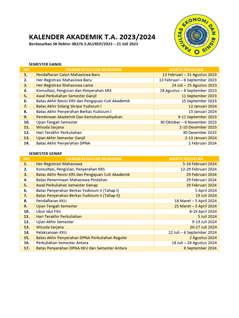 Kalender Akademik 2324 | PDF