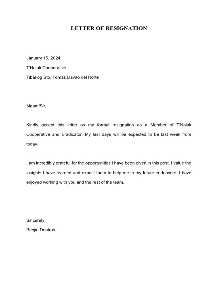 Letter of Resignation | PDF