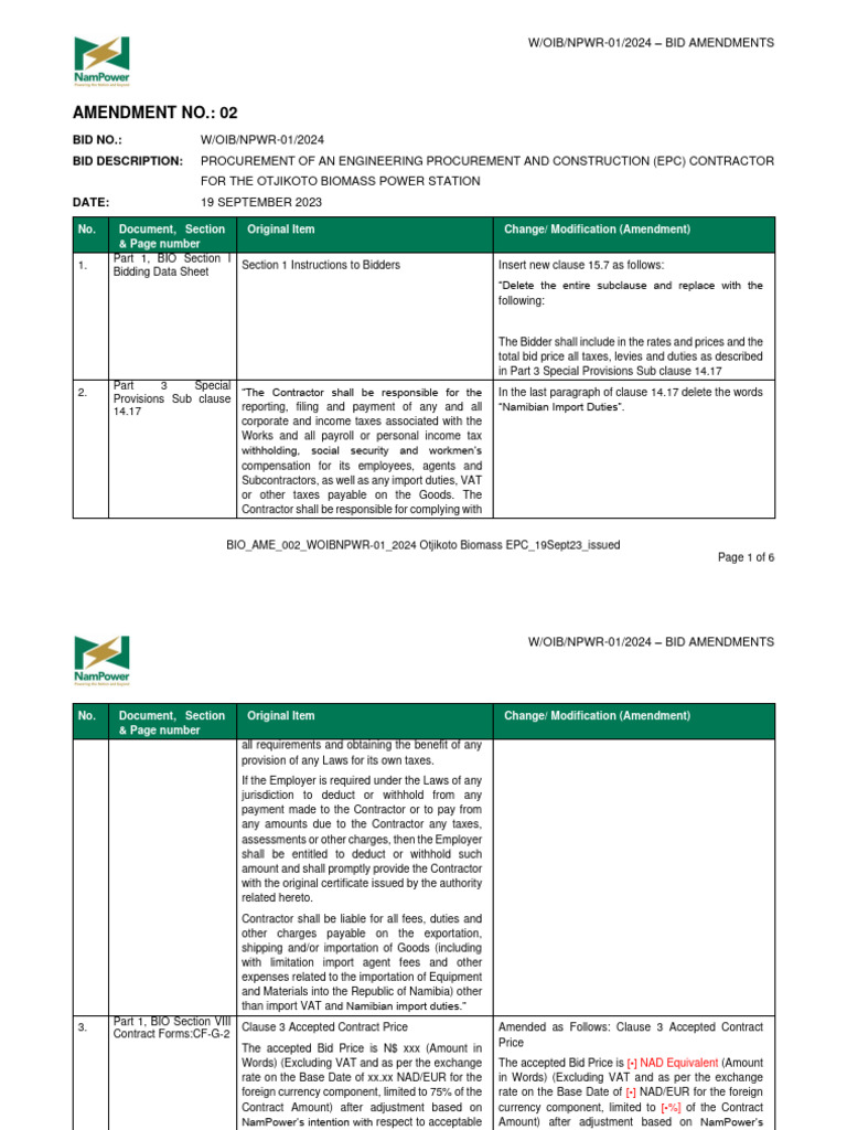BIO - AME - 002 - WOIBNPWR-01 - 2024 Otjikoto Biomass EPC - 19sept23 ...