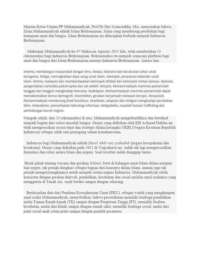 Islam Berkemajuan Menuju Indonesia Berkemajuan | PDF