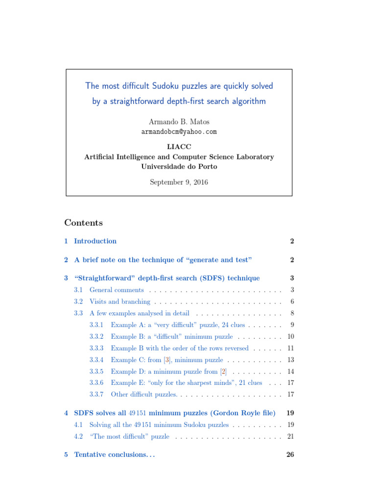 Sudoku Pdf Applied Mathematics Theoretical Computer Science