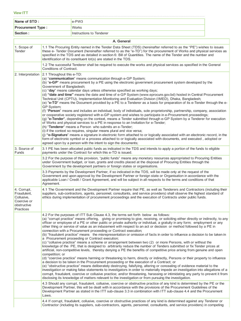 Section1 - Instructions To Tenderer | PDF | Procurement | Taxes