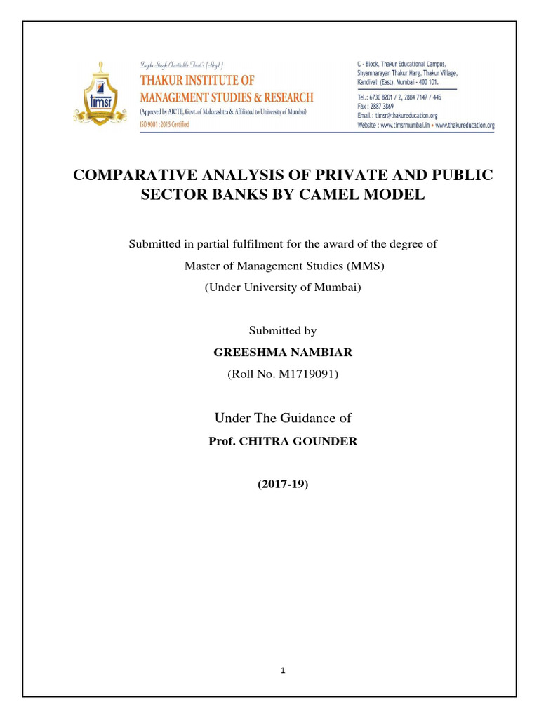 Comparative Analysis of Private and Public Sector Banks by Camel Model | PDF | Banks | Capital ...