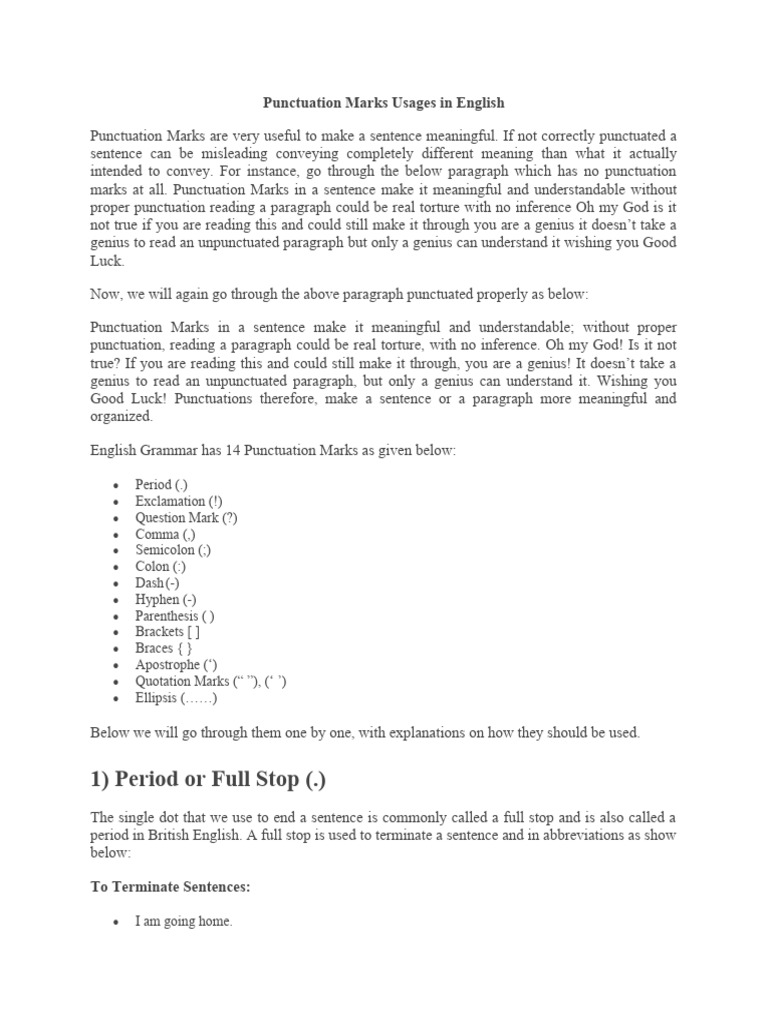 The 14 Punctuation Marks | PDF | Ellipsis | Punctuation