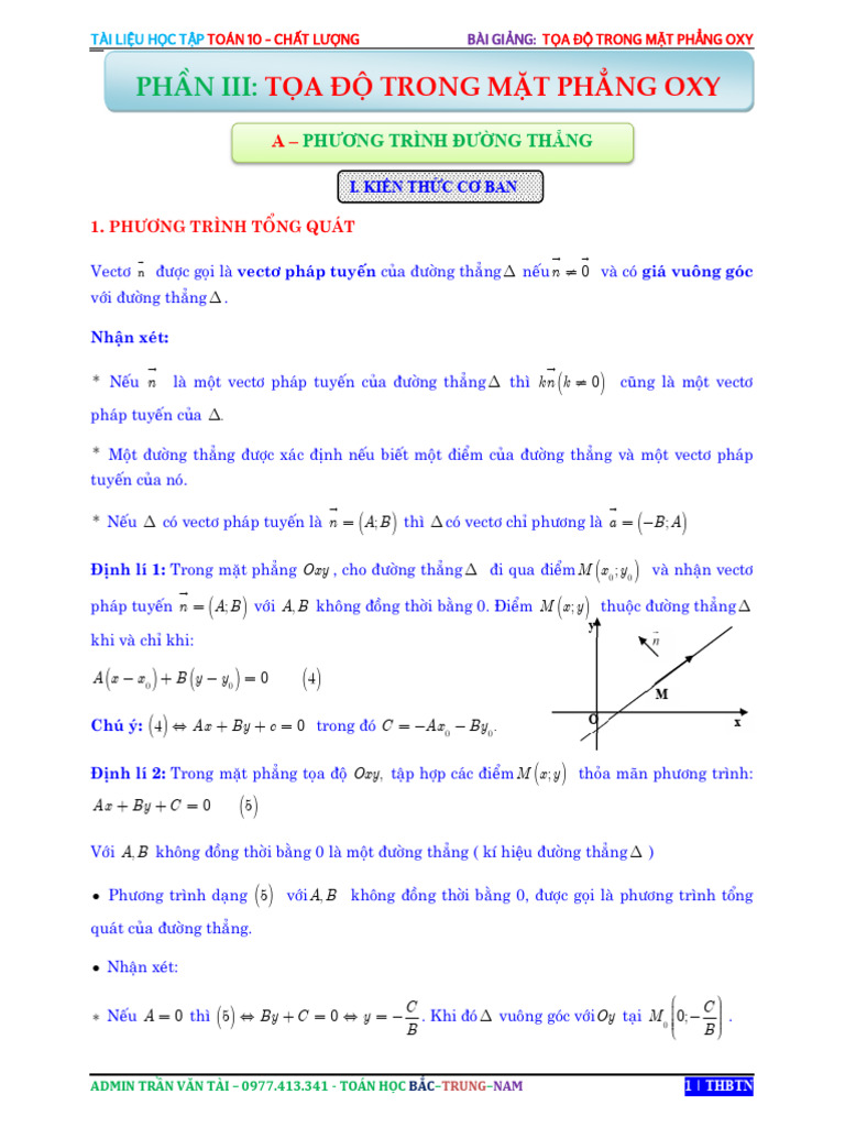 Chuyen de Phuong Phap Toa Do Trong Mat Phang Tran Van Tai | PDF
