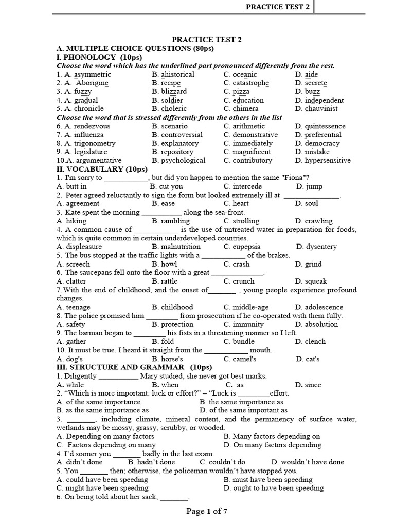 Practice Test 2 Without Key | PDF