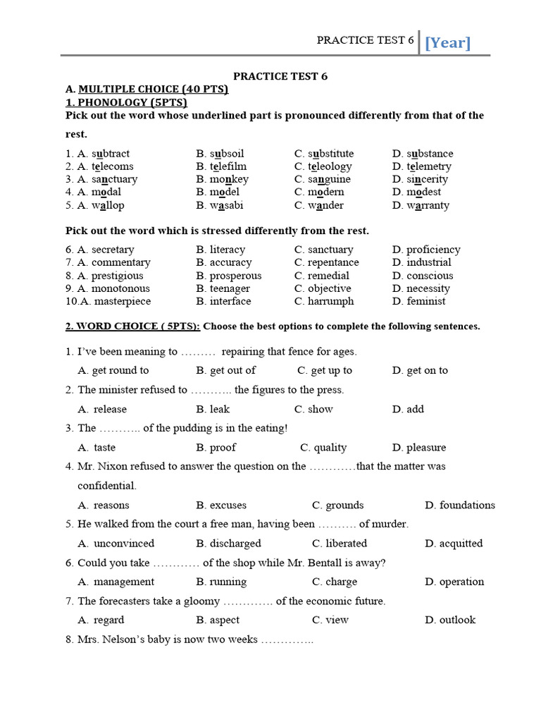 Phonology and Grammar Practice Test | PDF | Alzheimer's Disease | Dementia