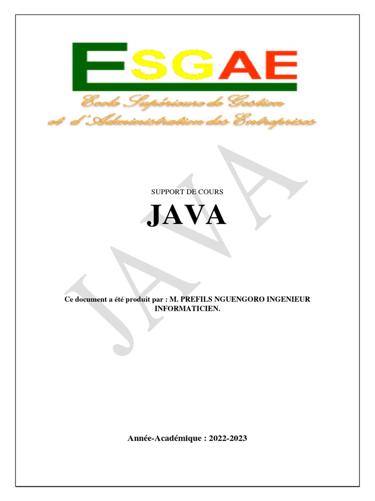 PROG S2 Fondamentaux JAVA | PDF | Java (Langage de programmation ...