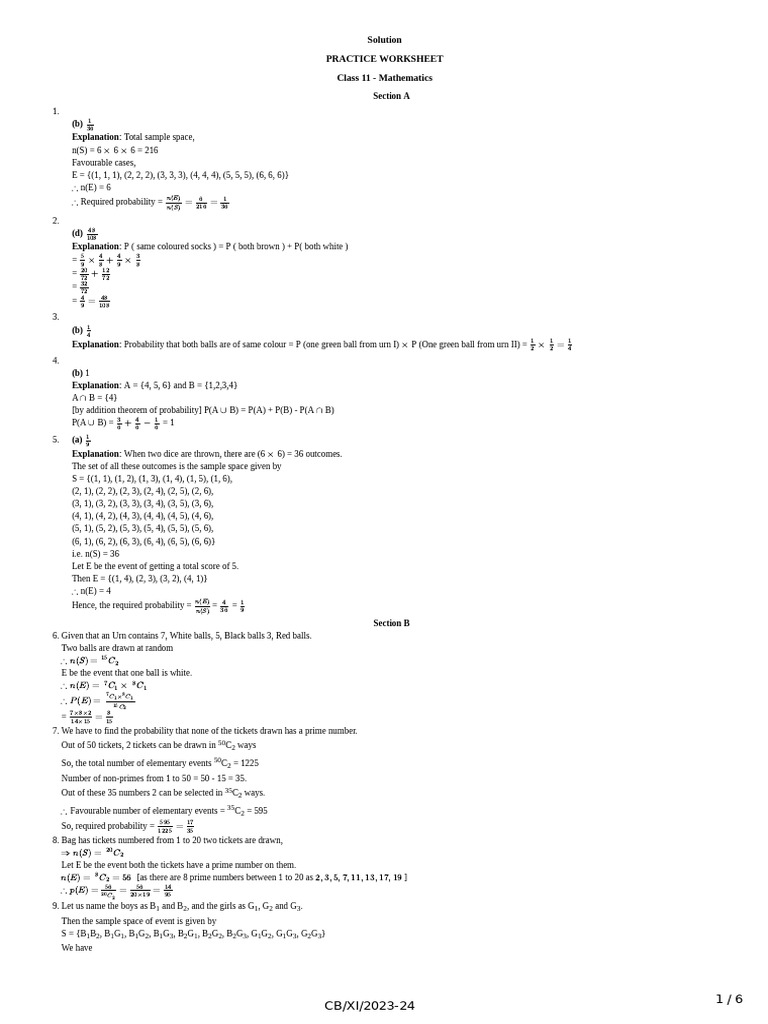 XI_Probability_AS (1) | PDF