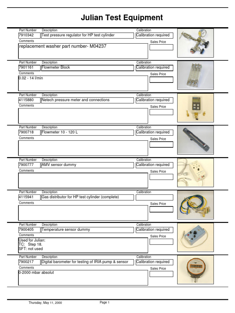 Drager Julian Test Equipment | PDF | Calibration | Equipment