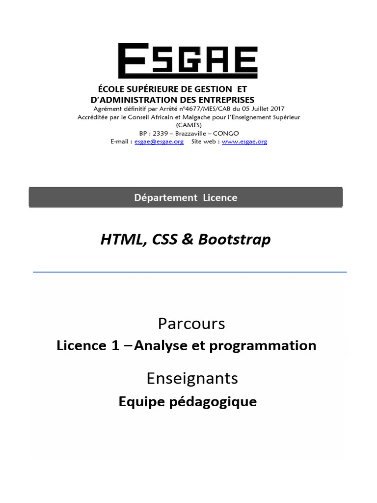 Prog S2 HTML - CSS - Bootstrap | PDF | Html | Langage de balisage
