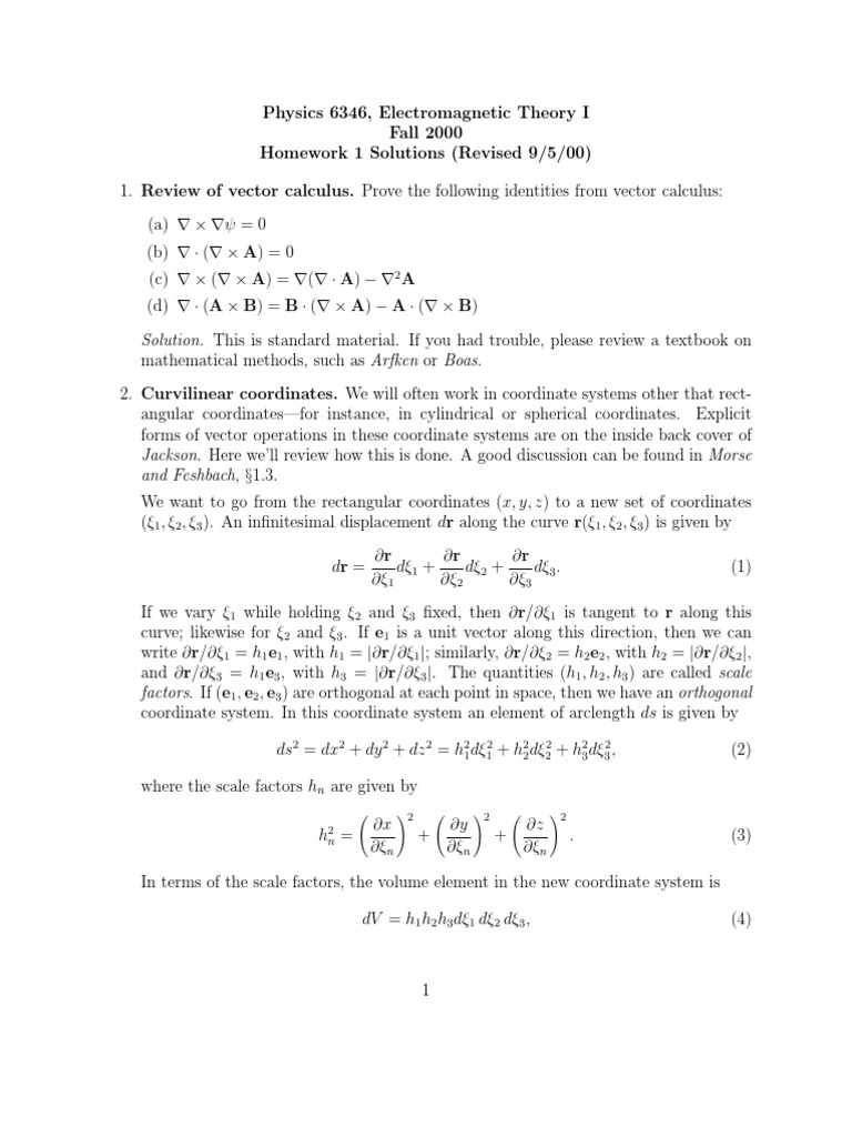 Hw1 Sols Pdf Coordinate System Electrical Conductor 