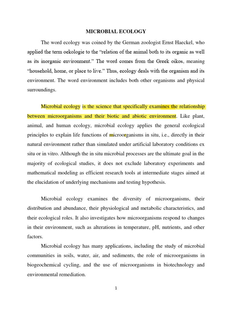 Microbial Ecology | PDF | Ecosystem | Ecology