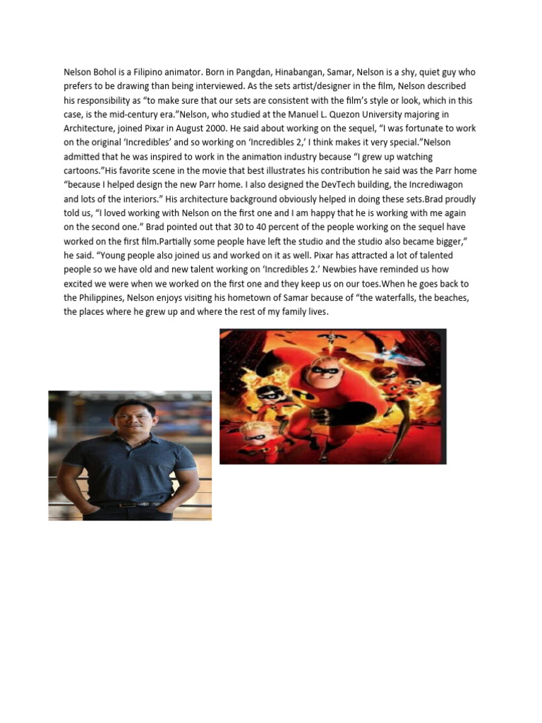 Nelson Bohol is a Filipino Animator | PDF | Animation
