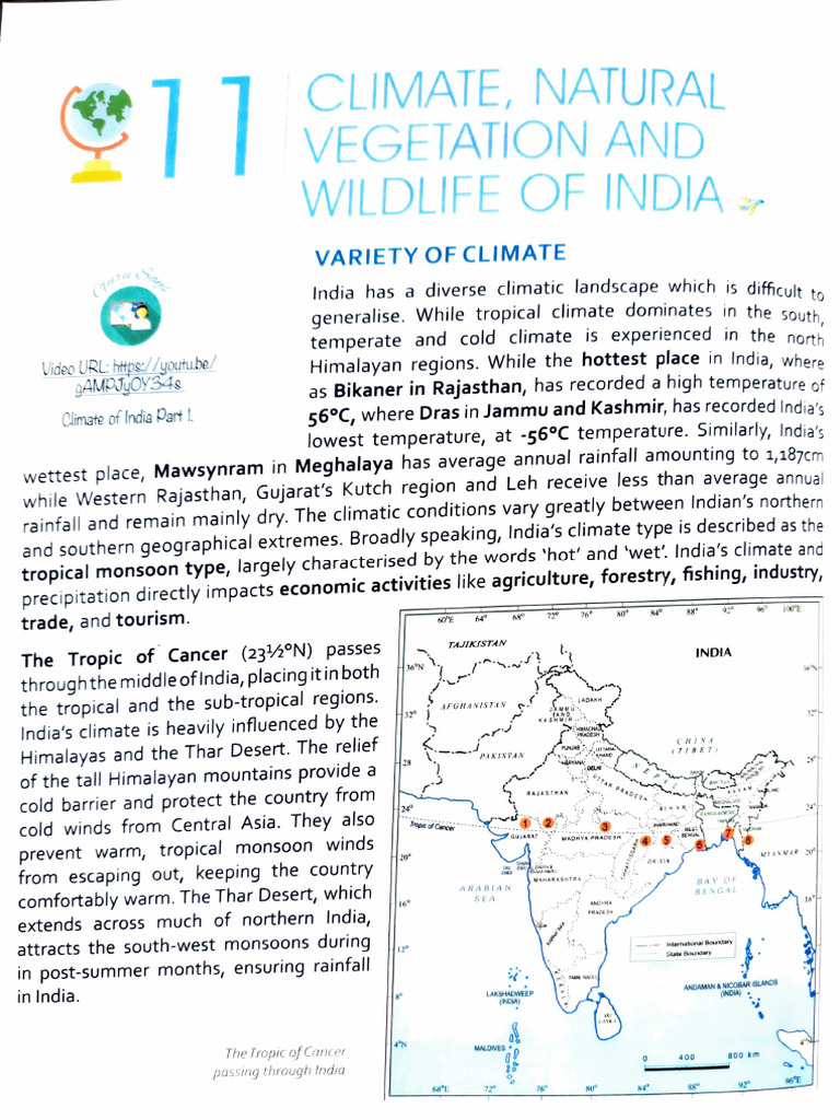 India's Climate, Vegetation, and Wildlife | PDF | Monsoon | Rain
