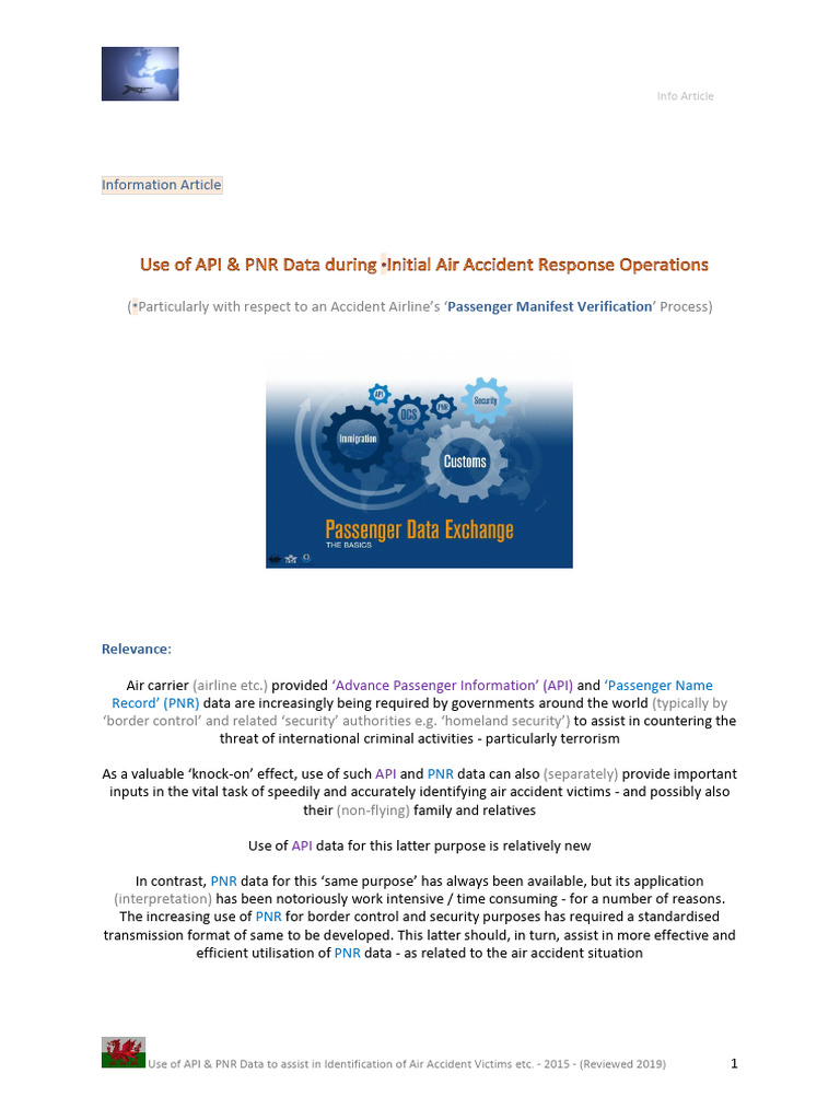 Information API PNR Use in PMV Website | PDF | Airport | Transport