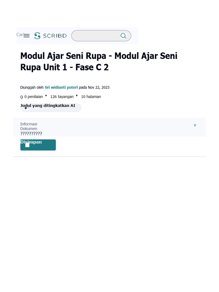 Modul Ajar Seni Rupa - Modul Ajar Seni Rupa Unit 1 - Fase C 2 - PDF | PDF | Ilmu Sosial | Seni
