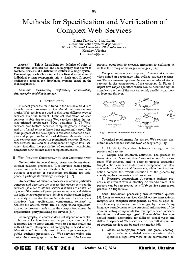 Picst2014 - Methods For Specification and Verification of Complex Web-Services | PDF | Formal ...