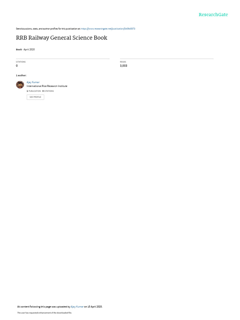 RR B Railway General Science Book | PDF