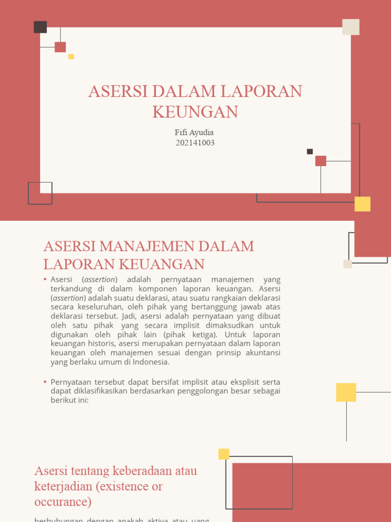 Asersi Dalam Laporan Keungan | PDF | Pengelolaan Keuangan & Uang